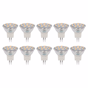 Simba Lighting LED MR11 Flood Light Bulbs (10 Pack) 12V 3W 20W Halogen Replacement 2-Pin 240lm for Landscape, Accent, Track Lights, and Christmas Tree Fiber Optics, GU4 Bi-Pin Base, 3000K Soft White