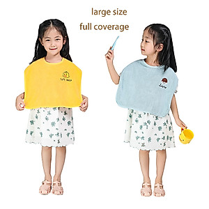 RAXIFU 3 Packed Baby Bibs for Girls or Boys, Toddler Bibs for 2-4 Years Kids eating, the Size 16 "x20 ” Waterproof Baby Feeding Bibs Gift Box Packaging (blue yellow grey)