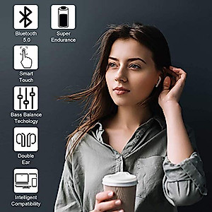 Wireless Earbuds Bluetooth 5.1 Headphones Built in Mic in Ear Bud Noise Canceling 3D Stereo Air Buds Earbuds Fast Charging, IPX5 Waterproof for iPhone and Android (White)
