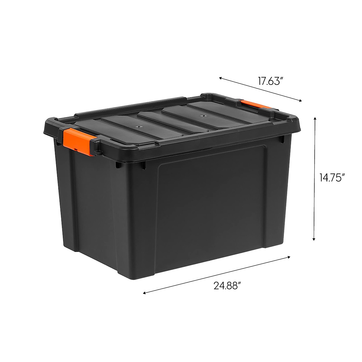 IRIS USA, 76 Quart Heavy Duty Plastic Storage Box, Black, Set of 4