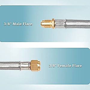 SHINESTAR 6FT Propane Hose Extension with 3/8" Female Flare x 3/8" Male Flare, for Large Tank and Gas Grill, Camping Stove, and More, Flexible and Durable