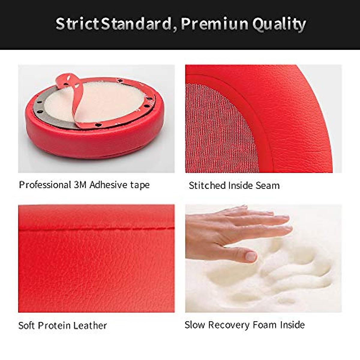 FEYCH Beats Studio Replacement Earpads 2 Pieces Noise Isolation Memory Foam Ear Cushions Cover for Beats Studio 2.0 Wired/Wireless B0500 B0501 Headphone & Beats Studio 3.0 (Red)