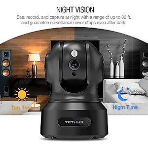 TETHYS Wireless Security Camera 1080P Indoor [Work with Alexa] Pan/Tilt WiFi Smart IP Camera Dome Surveillance System w/Night Vision,Motion Detection,2-Way Audio,Cloud for Home,Business, Baby Monitor
