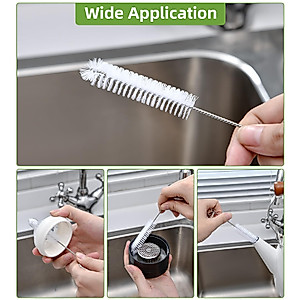 SUBEKYU Bottle Brush, Baby Bottle Brush with Nipple and Straw Cleaner Set for Cleaning Water Bottle, Gray+ White