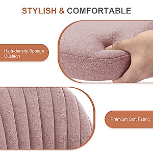 MCQ Office Desk Chair, Modern Cute Rolling Vanity Swivel Task Chairs with Wheels, Comfortable Back Seat Armless for Home, Bedrooms, Office, Study, Student, Adults, Make-up, Dressing Room, Pink