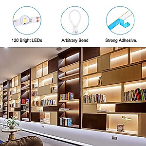 Under Cabinet Lights LED Strip Lighting for Kitchen 13ft Dimmable Under Counter Lighting with Remote Control and Adapter, Timing Warm White Strip Lights for Closet Bookshelf Bedroom - 2400LM, 3000K