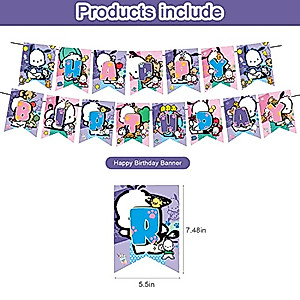 Pochacco Birthday Party Decorations,Pochacco Theme Party Supplies for Kids Adults with Happy Birthday Banner Cake Topper Cupcake Toppers Balloons