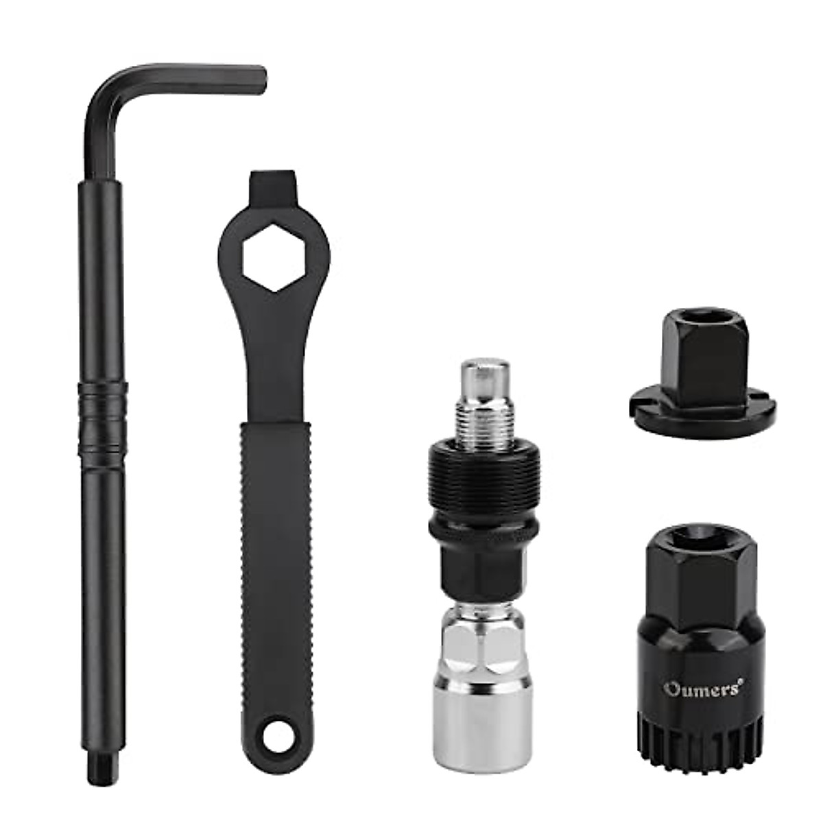 Oumers Bicycle Crank Puller Tool Set, Bike Crank Extractor+16mm Spanner Wrench+Bike Bottom Bracket Remover+Lengthen Allen Key Wrench +Square Head,Bike Repair Kit for all Cycling Enthusiasts