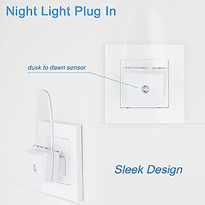 4 Pack Night Light Lamp with Dusk to Dawn Sensor, Plug in, Blue Led Night Light