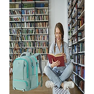Travel Laptop Backpack for Women 15.6 inch, MATEIN TSA Approved Backpacks Personal Item Bag with Wet Pocket for Airline, Underseat Airplane Carry on Back Pack, Mint Green Work Rucksack College Daypack