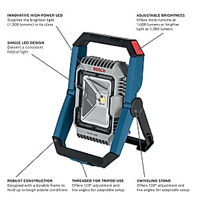 BOSCH GXL18V-601B25 18V 6-Tool Combo Kit with 2-in-1 Bit/Socket Impact Driver, Hammer Drill/Driver, Reciprocating Saw, Circular Saw, Angle Grinder, Floodlight and (2) CORE18V 4.0 Ah Compact Batteries