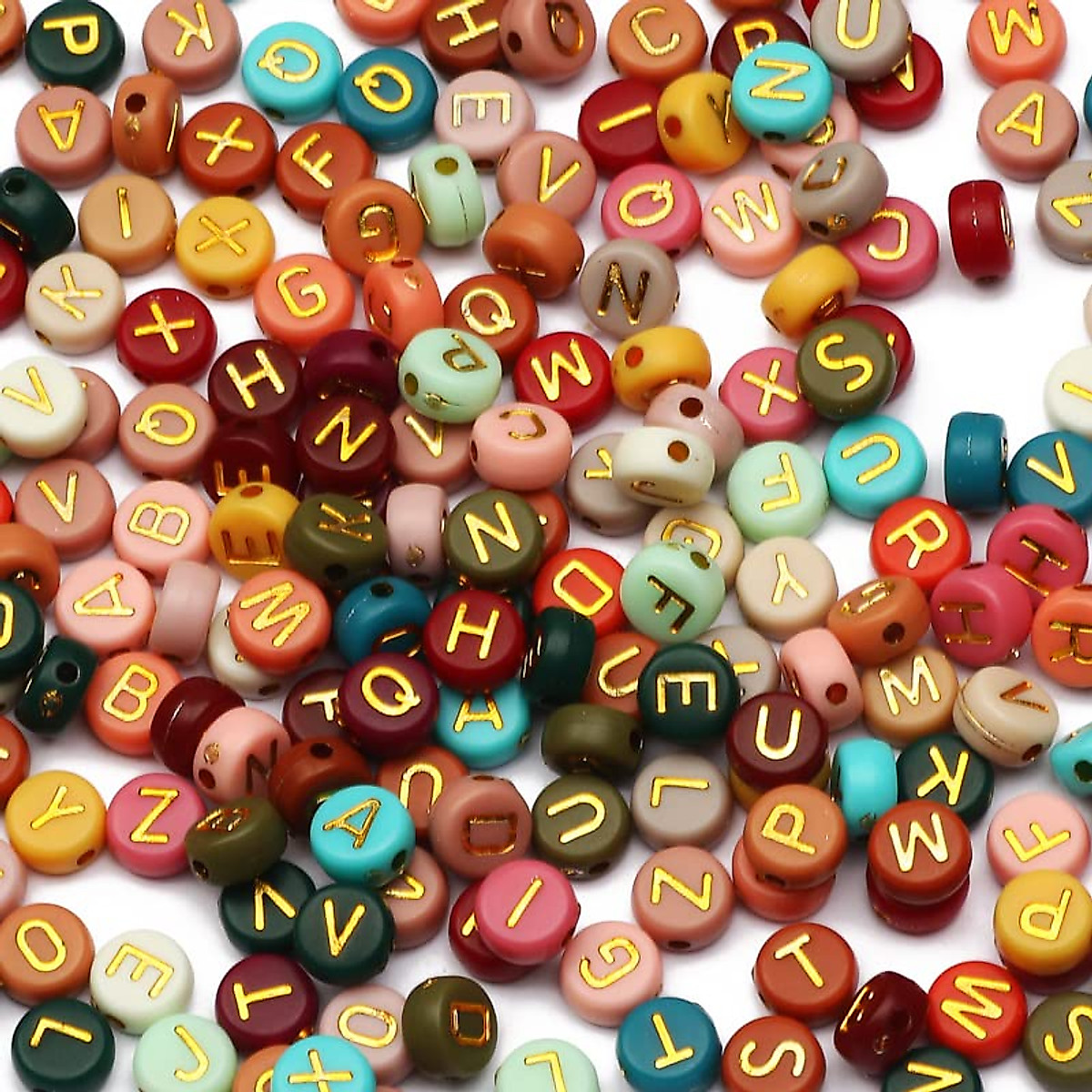 NHBT YU 4 * 7mm Mixed Letter Acrylic Beads Round Flat Loose Spacer Alphabet Beads for Jewelry Making Handmade DIY Bracelet Necklace Accessories T719 (Item Diameter : 300pcs)