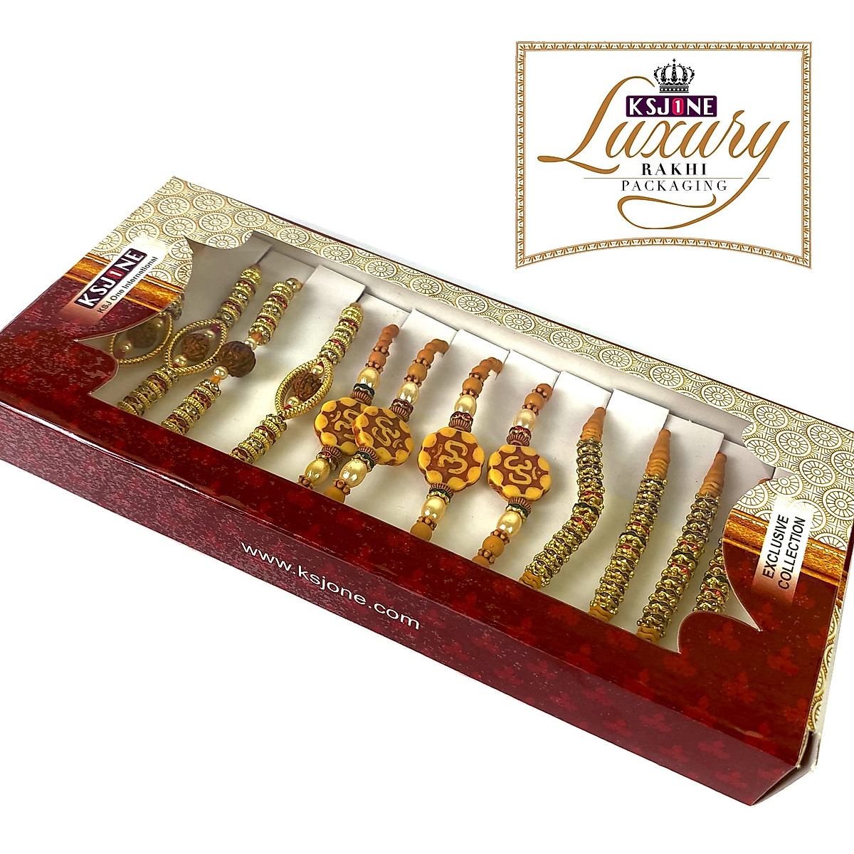 KSJONE Set of 12 Om Design Rakhi Thread, Rakhi for Brother, Raksha Bandha Gift for Your Brother, Rakhi Bracelet for Loving Sibling, Father, Bhabhi, Bhaiya with Roli Chawal (Design 4)