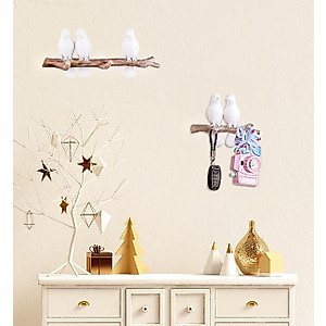 QUMENEY Creative Coat Hooks Wall Mounted Hook Rack, Birds Hooks Coat Hanger Rack, Vintage Wall Hanging Hooks Entryway Hanger for Keys, Towels, Coats, Hats (White 2 Bird)