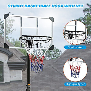 Basketball Hoop Outdoor Portable Adjustable Basketball Goal System with Height Adjustable 28 in inches Backboard & Wheels for Children Youth Adult at Indoor Outdoor
