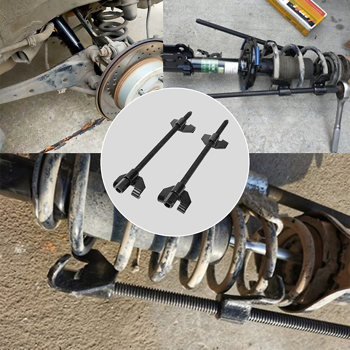 Fekuar 15" 380MM Coil Spring Compressor Tool, Heavy Duty Auto Suspension Compression Remover Installer Tool Set of 2 Black