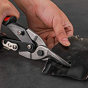 Aviation Snip - Straight Cut Tin Snips Cutting Metal Shears with Forged Tooth-Ripple Blade Cutting Steel Tool for Steel Aluminum Leather Copper