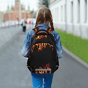 Fire Flames School Backpacks with Chest Strap for Teens Boys Girls,Lightweight Student Bookbags 17 Inch, Creative Unique Casual Daypack Schoolbags