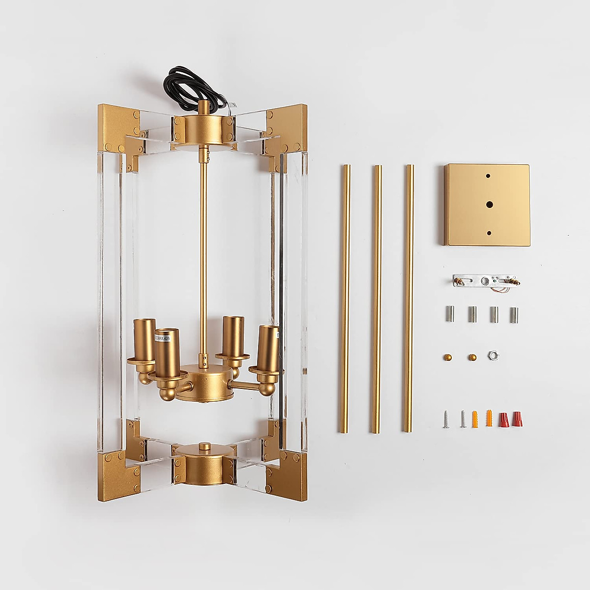 HOTIPRO Modern Gold Chandelier Contemporary Gold Pendant Light 4-Light Hanging Light Fixture for Living Room Dining Room Foyer Kitchen W13.78 Inches… B0C9LZPTXK