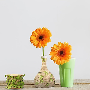 4 Pack Artificial Green Leaves Natural Burlap Leaf Ribbon Twine Artificial Jungle Vines Leaves for Wedding Home Garden, Jungle Party Décor