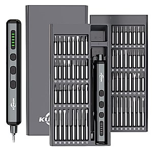 KUNLUN 68-in-1 Mini Electric Screwdriver Set, Small Electric Screwdriver Cordless with 64 Magnetic Bits, 5 Torque Settings, 4 LED Lights Power Screwdriver Repair Tool Kit for Phone Camera Laptop Watch