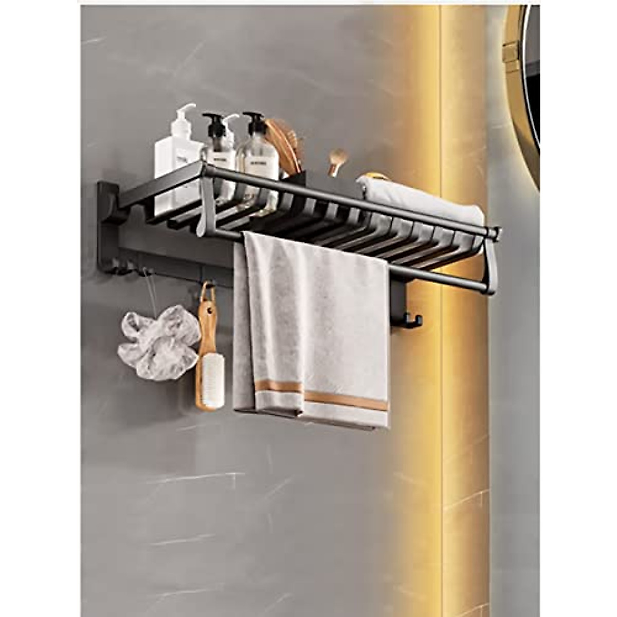 Hanrace 24Inch Towel Racks for Bathroom,Bathroom Storage,No-Drill Towel Rack,Wall Mounted Bath Towel Holder