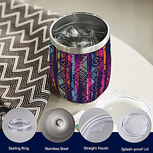silichee 20 Oz Stainless Steel Coffee Travel Mug with Lid Multicolor Tribal Pattern Insulated Tumblers Vacuum Coffee Mugs for Hot and Cold Coffee,Drinks