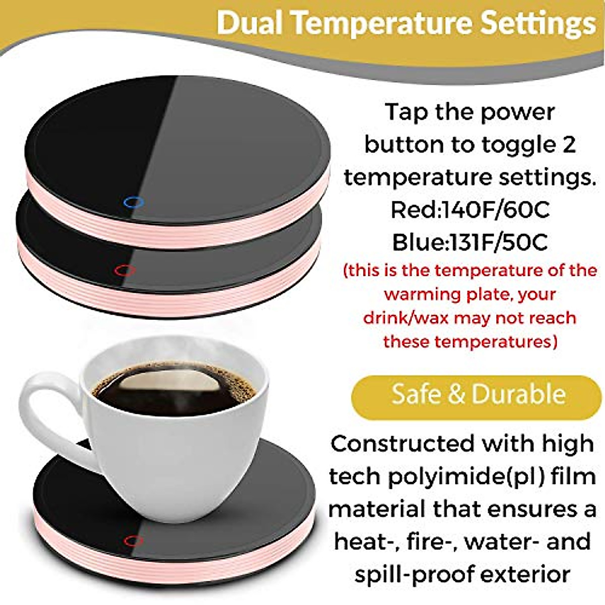 DiviniTi Coffee Mug Warmer for Desk - Electric Cup Warmer for Desk - 2-Setting Coffee Cup Warmer for Coffee - Safe, Easy-to-Use Mug Warmer Coffee Warmer for Desk Heated Coffee Mug (NO Mug Included)