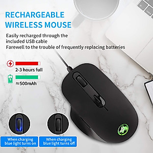 Greshare Gaming Mouse,2.4Ghz Optical Mice with Wireless Bluetooth Dual Mode Connection RGB Colorful Luminous for Computer/Win/Mac/Linux/Andriod/iOS. (Black)