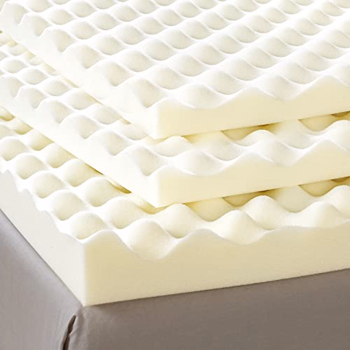 ZINUS 1.25 Inch Copper Cooling Memory Foam Mattress Topper with Airflow Design, Full, White