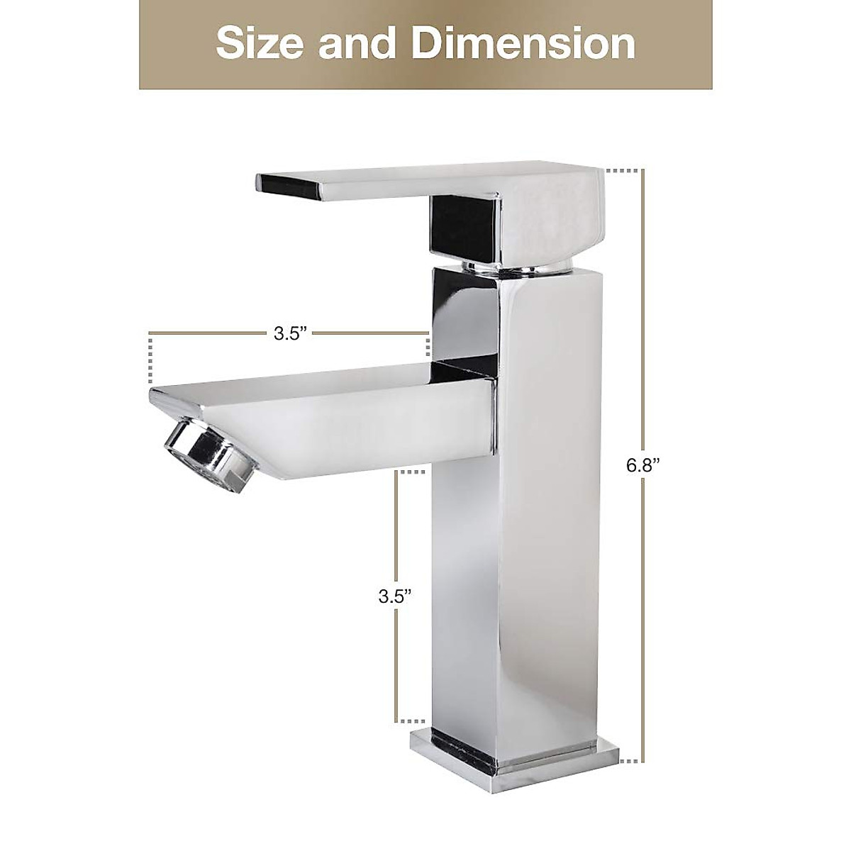 Single Handle Faucet for Bathroom Vanity - Made with Brass - Stain Resistant - Modern and Elegant Single Hole Bathroom Faucet Design - Chrome Finish - Grace Model by Flairwood Decor