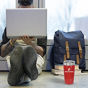 United States Marine Corps 20oz Travel Tumbler- Stainless Steel Red Coffee Mug with Acrylic Lid- Military Gear, Ideal Gift for Armed Services Veteran, Active Duty Marine- For Office, Home, Auto