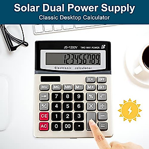 8 Packs Desk Calculator 12 Digit Desktop Calculator Solar Powered Battery Office Calculator with Large LCD Display and Big Buttons Standard Function Desktop Calculators for Office Home School Use