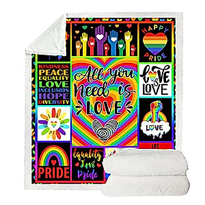 Juirnost Pride Gifts,Rainbow Blanket, Pride Blanket,LGBT Blanket,LGBT Pride Gifts for Rainbow,Gay,LGBTQ, Lesbian, Transexual, Friends, Besties, Gay Pride Plush Throw Blanket Gift for Bed Sofa 50"x60"