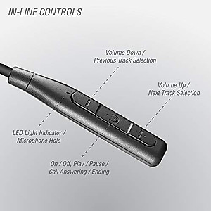 Volkano Wireless Sports Earphones w/Google Assistant/Siri, 8-HR Playtime Audífonos Inalámbricos, Flexible Neckband Bluetooth Earbuds, Compatible w/iPhone/Android, Hands-Free [Black] - Aeon+ Series