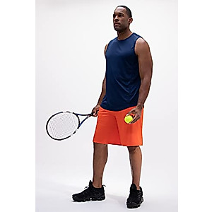 DEVOPS Men's 2-Pack Loose-Fit 10" Workout Gym Shorts with Pockets (Large, Black/Orange)