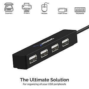 SABRENT 4 Port Portable USB 2.0 Hub + 4-Port USB 2.0 Hub with Individual LED lit Power Switches