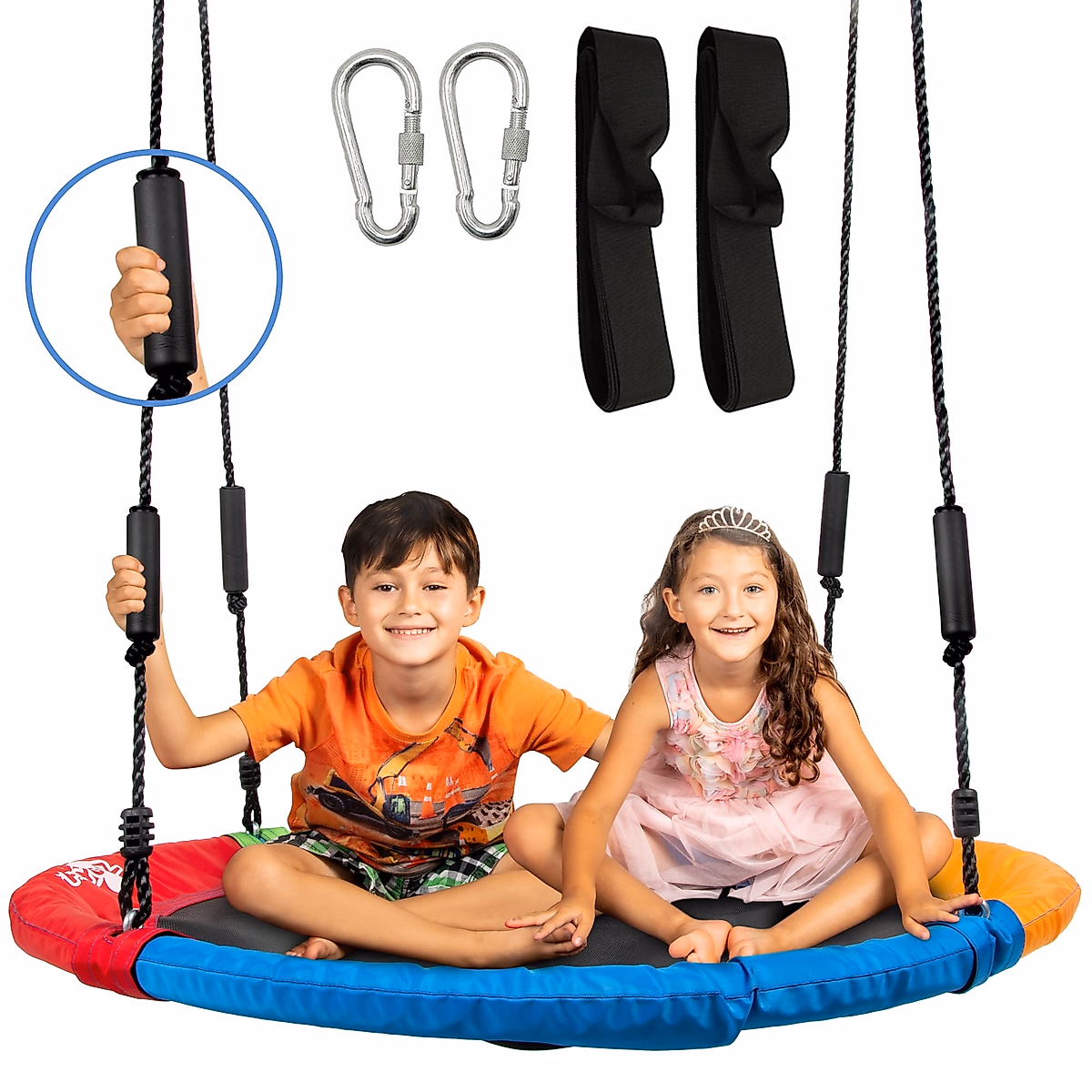 Playgoz 40" Saucer Swing for Kids Outdoor - Fun Circle Swing for Family and Friends - Reliable and Secure Round Swing for - Flying Saucer Swing Simply Installed