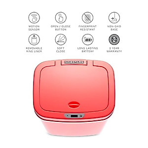 3.2 Gallon Red Rectangular Motion Sensor Trash Can Rectangle Plastic Decorative Bag Fastener