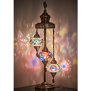 DEMMEX 2020 Customizable Turkish Moroccan Mosaic Tiffany Floor Table Lamp 3 Big Globes