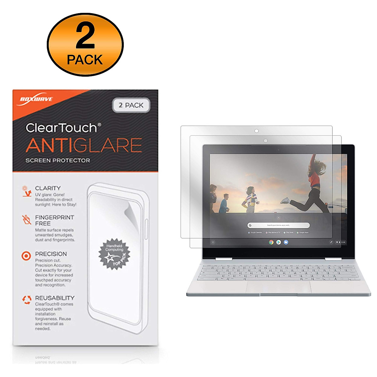 BoxWave Screen Protector Compatible with Google Pixelbook - ClearTouch Anti-Glare (2-Pack), Anti-Fingerprint Matte Film Skin for Google Pixelbook