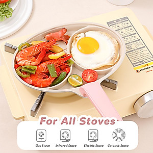 VOTTERCO Egg Frying Pan, 2-Cup Mini Nonstick Egg Pan & Omelet Pan for Breakfast, Healthy Non Toxic Pancake Pan, Easy to Clean Egg Cooker Pan, Suitable for Gas Stove & Induction Cookware (Pink)