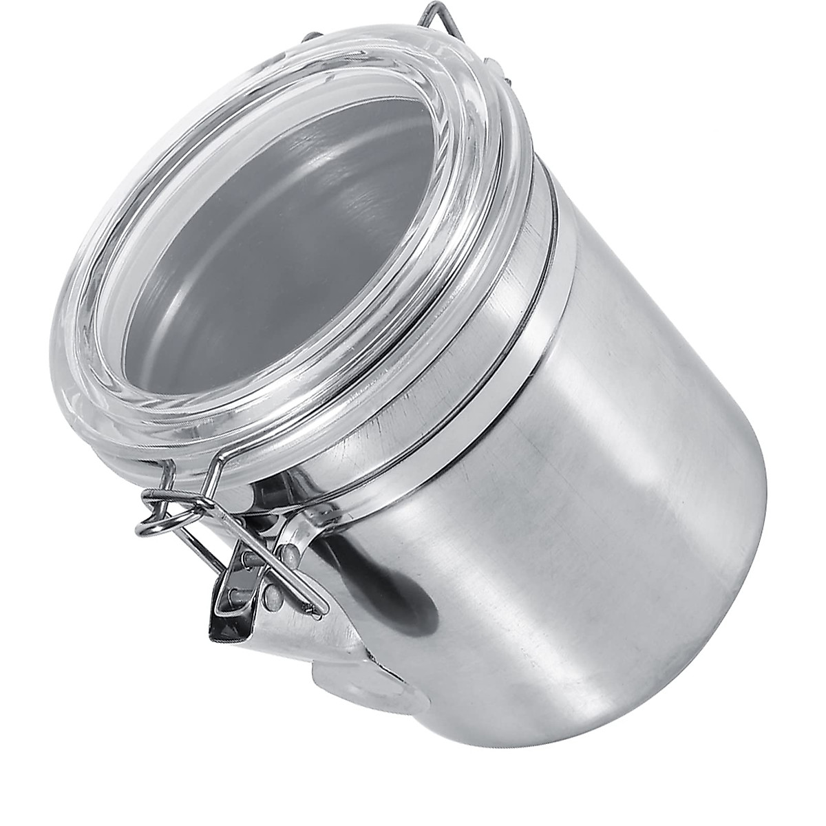 Food Containers, Container Set with Clear Arylic Lid and Locking Clamp Lid Stainless Steel Airtight Canister,Food Storage (M)