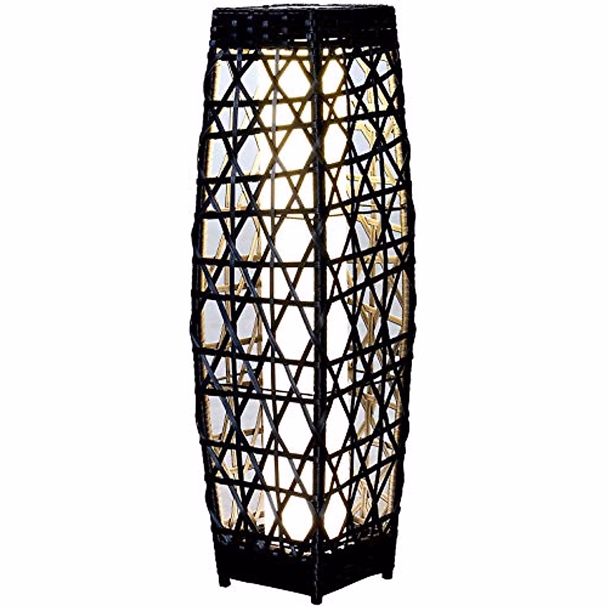 Grand patio Outdoor Solar-Powered Woven Resin Wicker Floor Lamp for Deck, Garden, Lawn, Driveway, Pool, Porch- Medium Cindy, Silver Gray