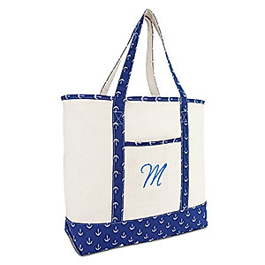 DALIX Large Tote Bag Shoulder Bags Personalized Gifts Ballent Blue Anchor M