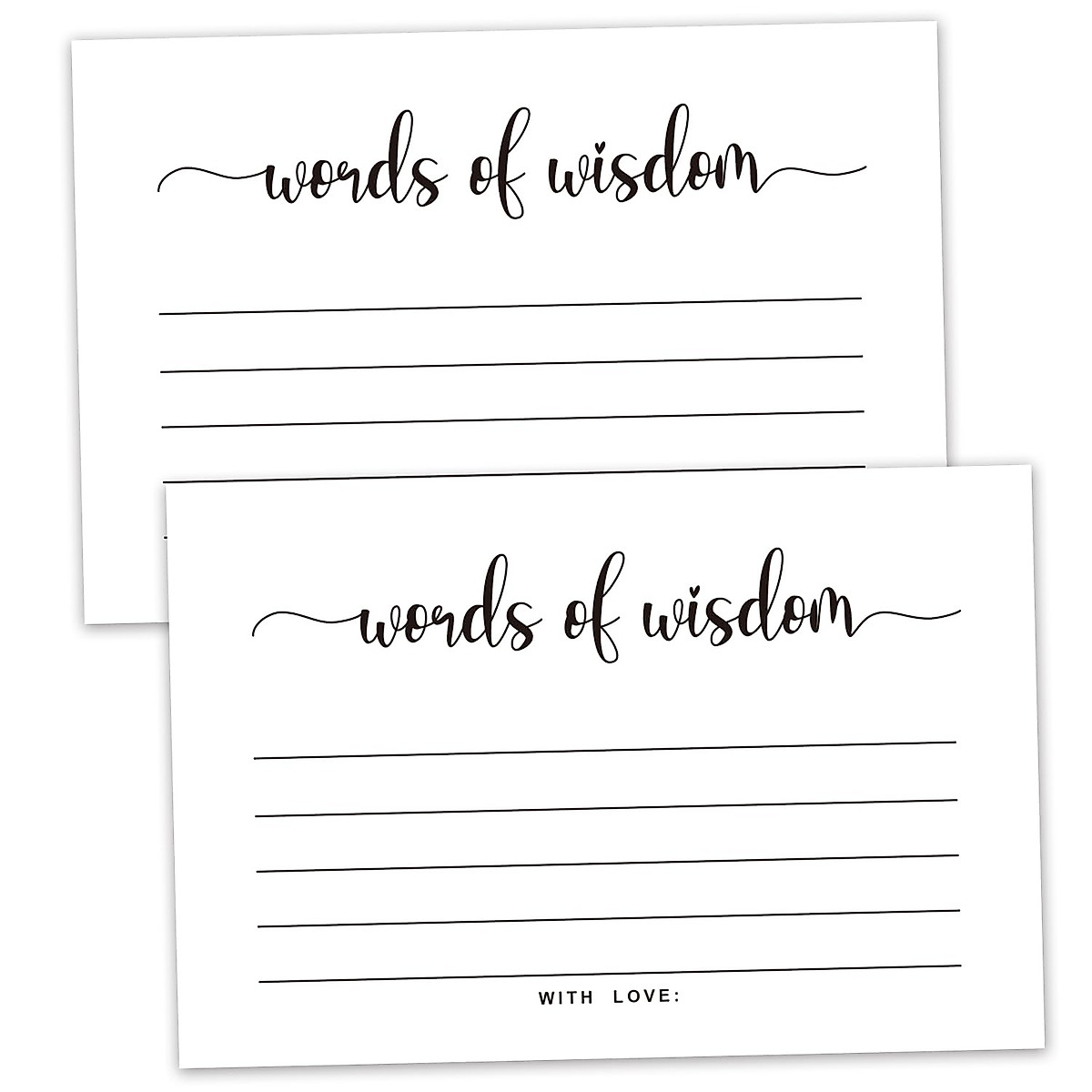 50 Words of Wisdom Advice Cards for Graduation, Marriage, wedding, Use As Bridal or Baby Shower Party Games, Boy or Girl Baby Prediction or Advice Cards. 4" x 6"