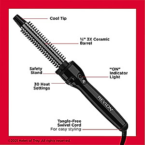 REVLON Perfect Heat Ceramic Curling Iron Brush, Black, 3/4"