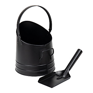 Mind Reader Fireplace Ash Bucket and Shovel, Wood Stove, Fireplace Accessories, Metal, 10"L x 10"W x 11.25"H, 2 pcs, Black
