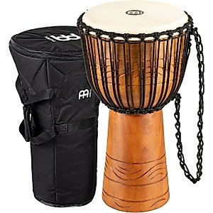 Meinl Percussion ADJ2-M+BAG African Style Rope Tuned 10-Inch Wood Djembe with Bag, Brown
