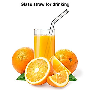 LIFEHIM Reusable Straws Glass Straws Bent: Wide Glass Straws Long 10 inch Straws Glass 10mm Glass Drinking Straws Thick Glass Smoothie Straws Clear